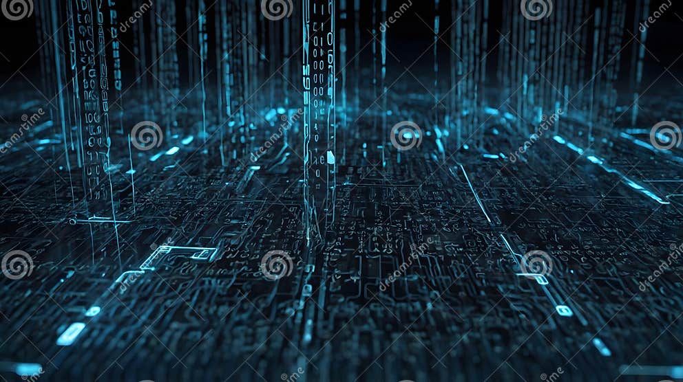 Digital Data Exchange Depicted by Binary Code and Encryption Icons Stock Illustration ...