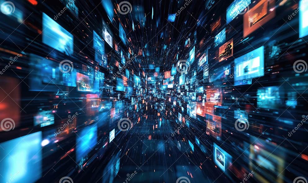 Digital Data Explosion, Vibrant Streaming Media, Futuristic Technology ...