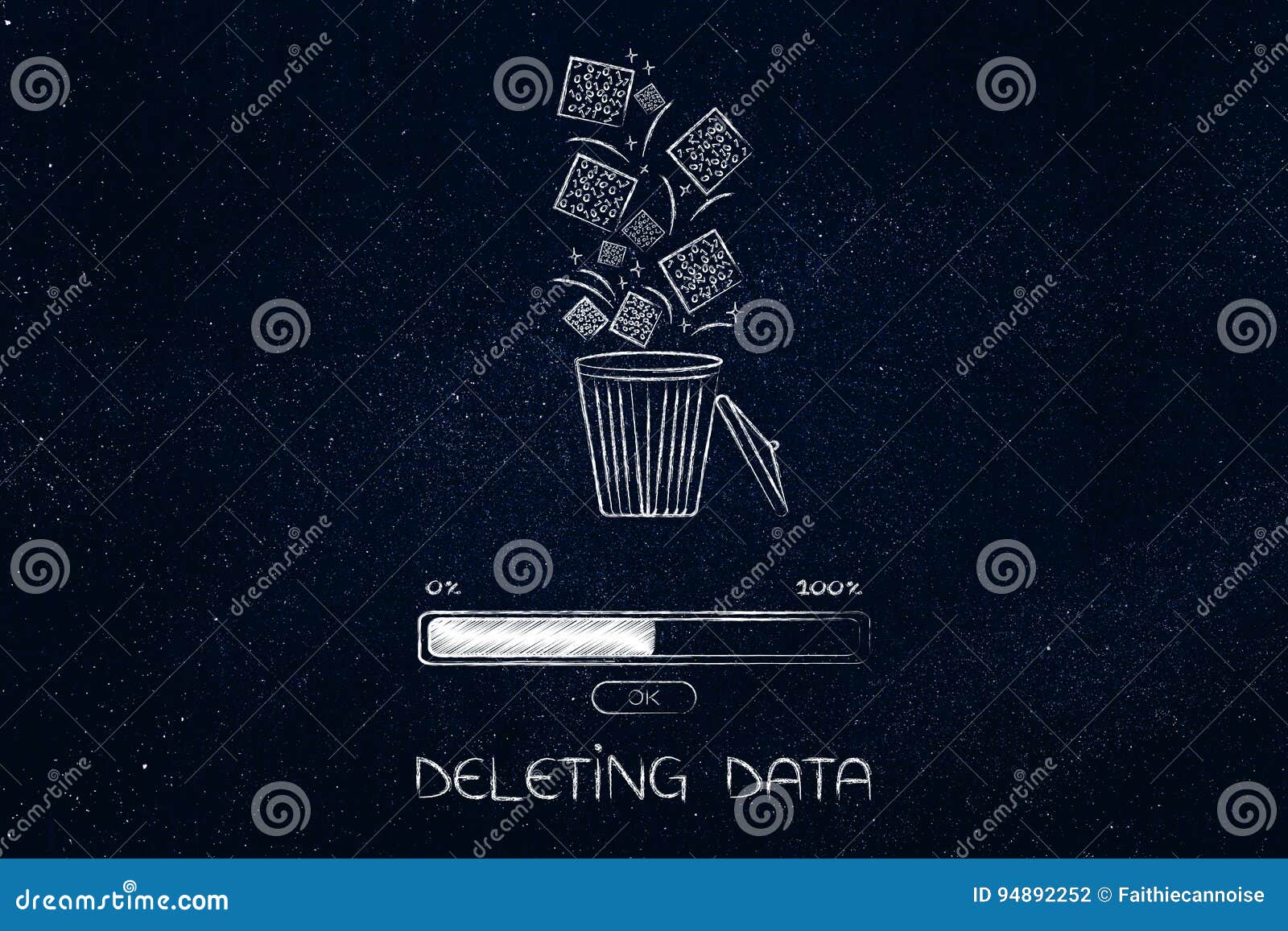 Digital Data Falling into a Bin and Getting Deleted with Progress Bar ...