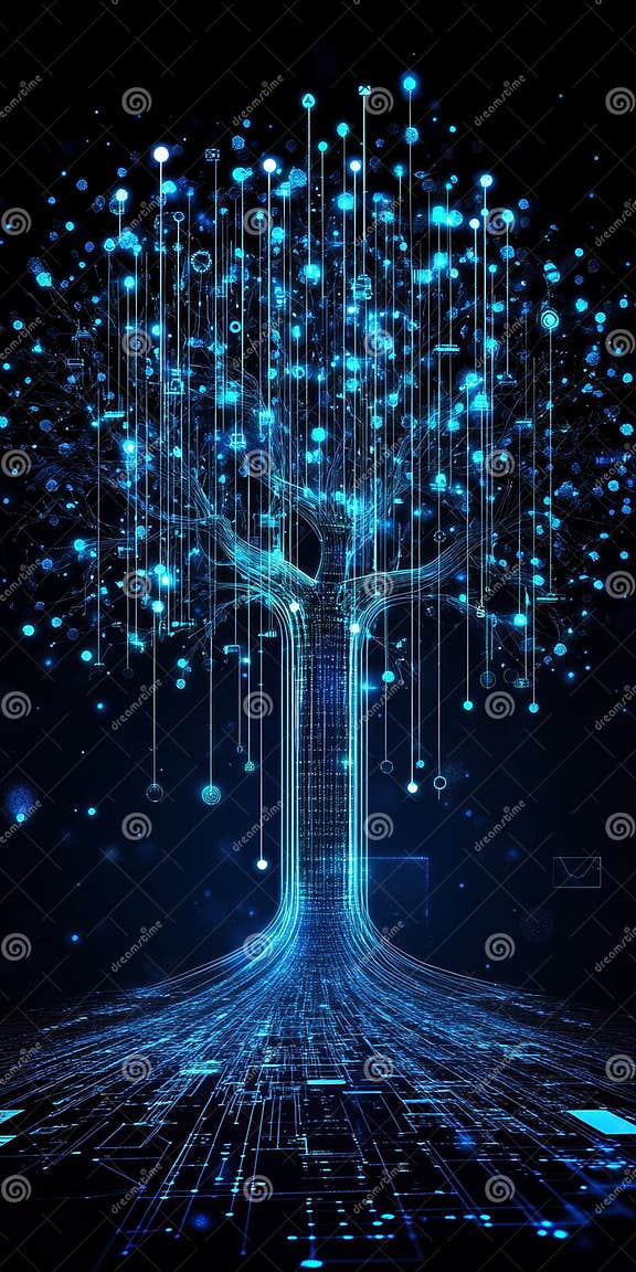 Digital Data Flow Concept with Tree Structure Illustrating Information ...