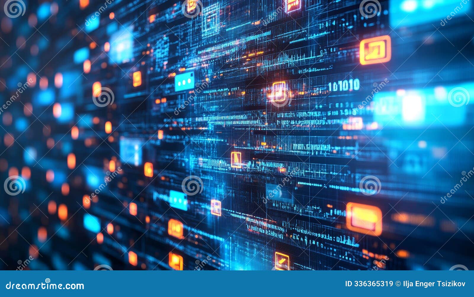 Digital Data Flow Cyberspace Stream Background Binary Technology Matrix Visualization Stock