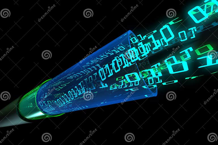Digital Data Flow through Optical Wire Stock Illustration ...