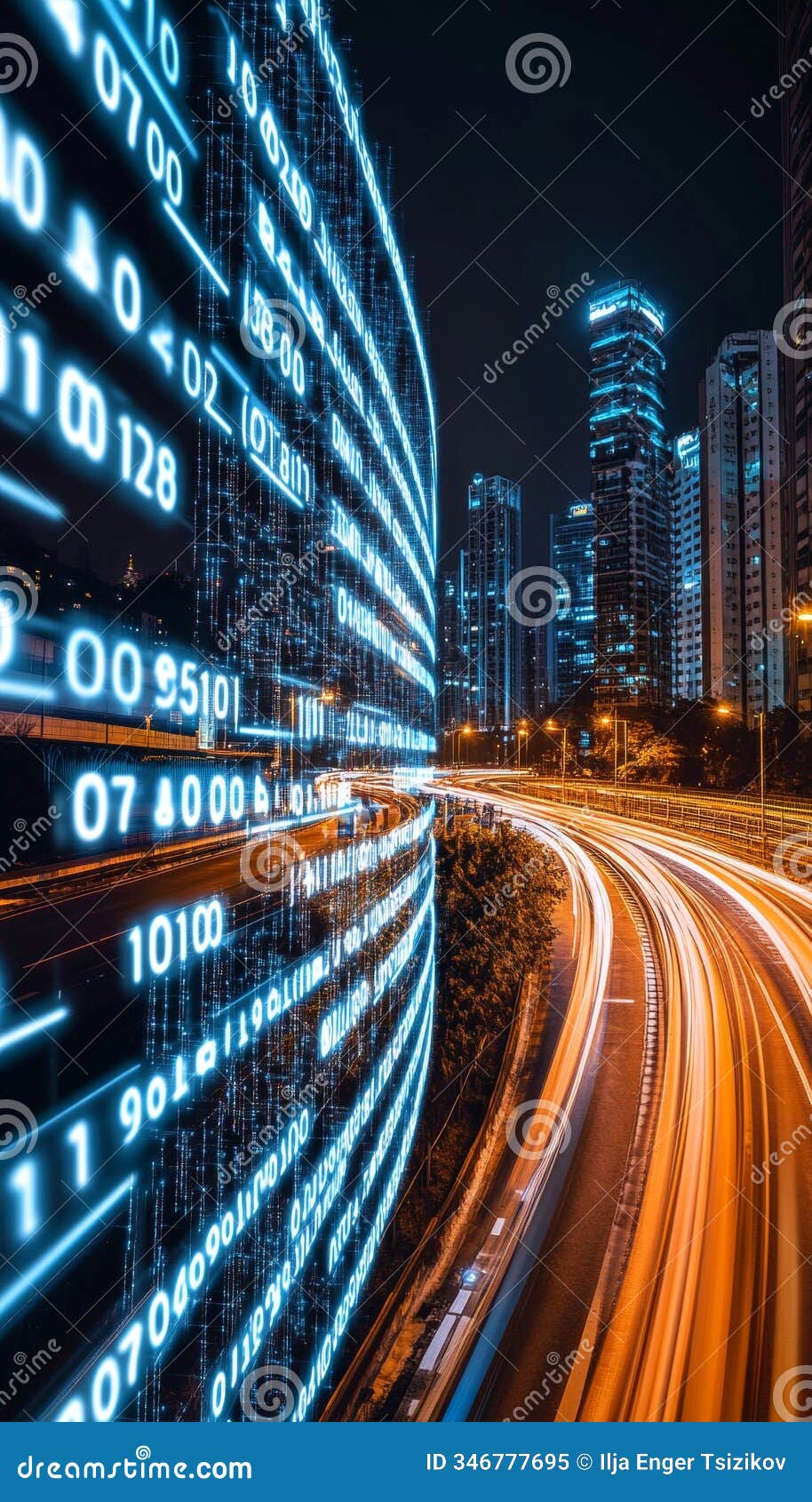 Digital Data Flow on Road, Cyber Global Communication, Network, Agile ...