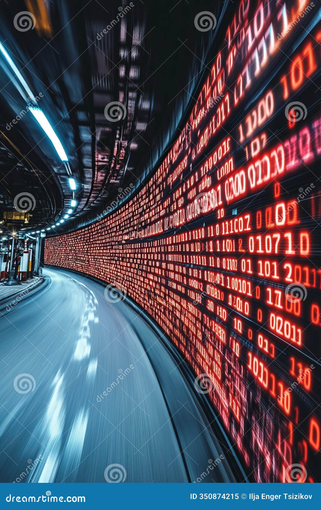 Digital Data Flow on Road, Motion Blur. Future, Digital Transformation ...