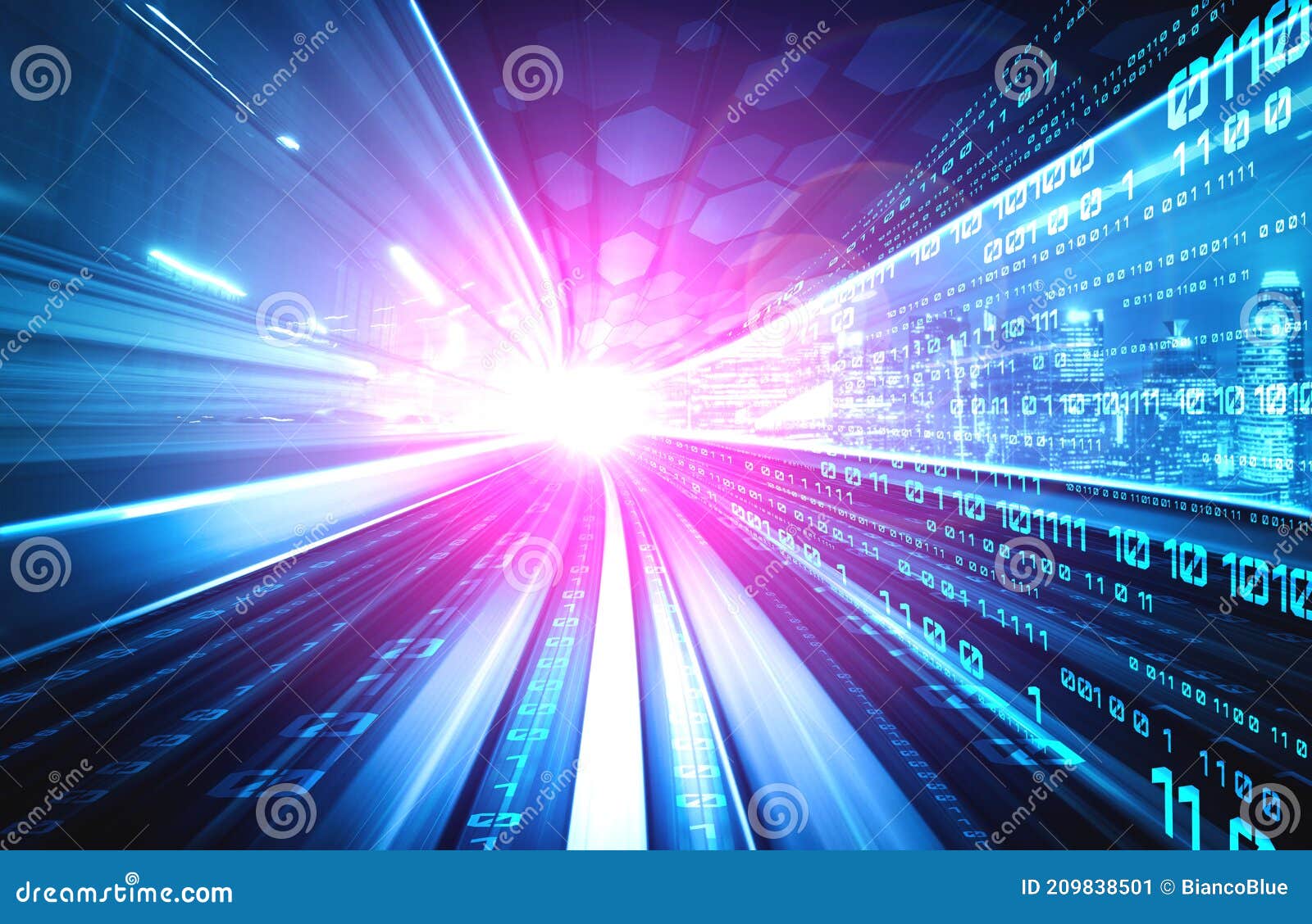 Digital Data Flow on Road with Motion Blur To Create Vision of Fast ...