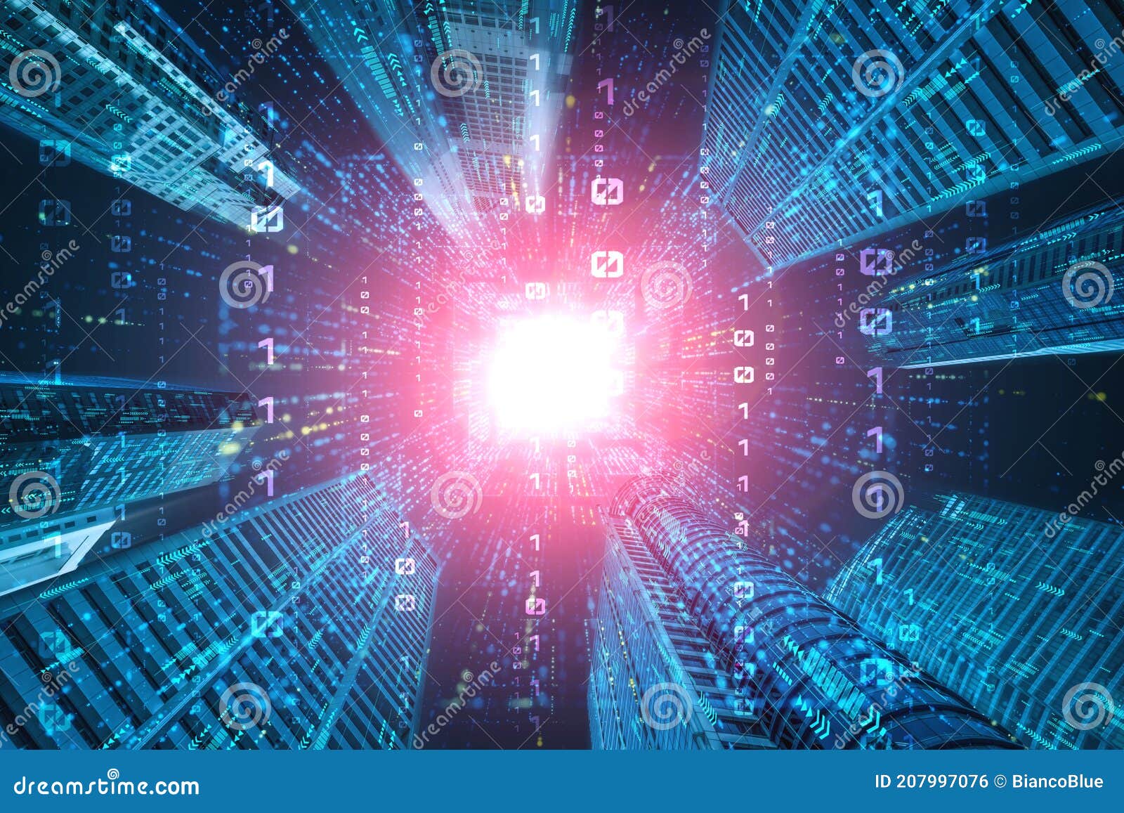 Digital Data Flow on Road with Motion Blur To Create Vision of Fast ...