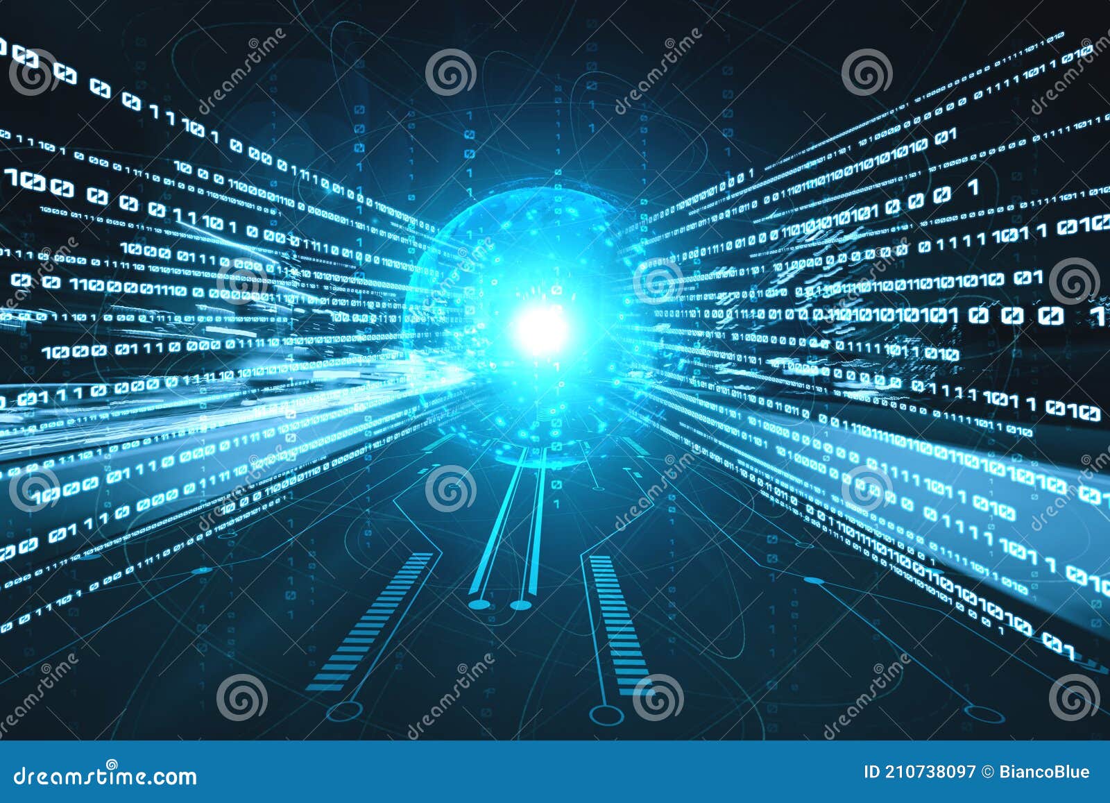 Digital Data Flow on Road with Motion Blur To Create Vision of Fast ...