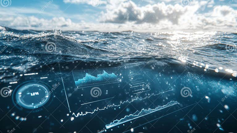 Digital Data Interfaces Submerged Under Ocean Water Visualizing the ...