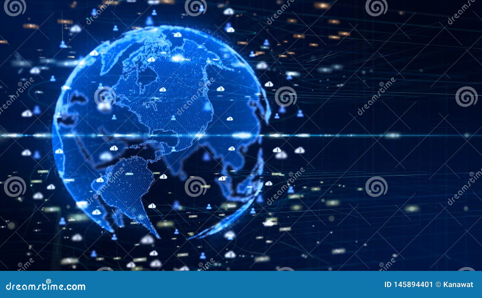 Digital Data Network Connected. Digital Cyberspace Concept , Earth ...