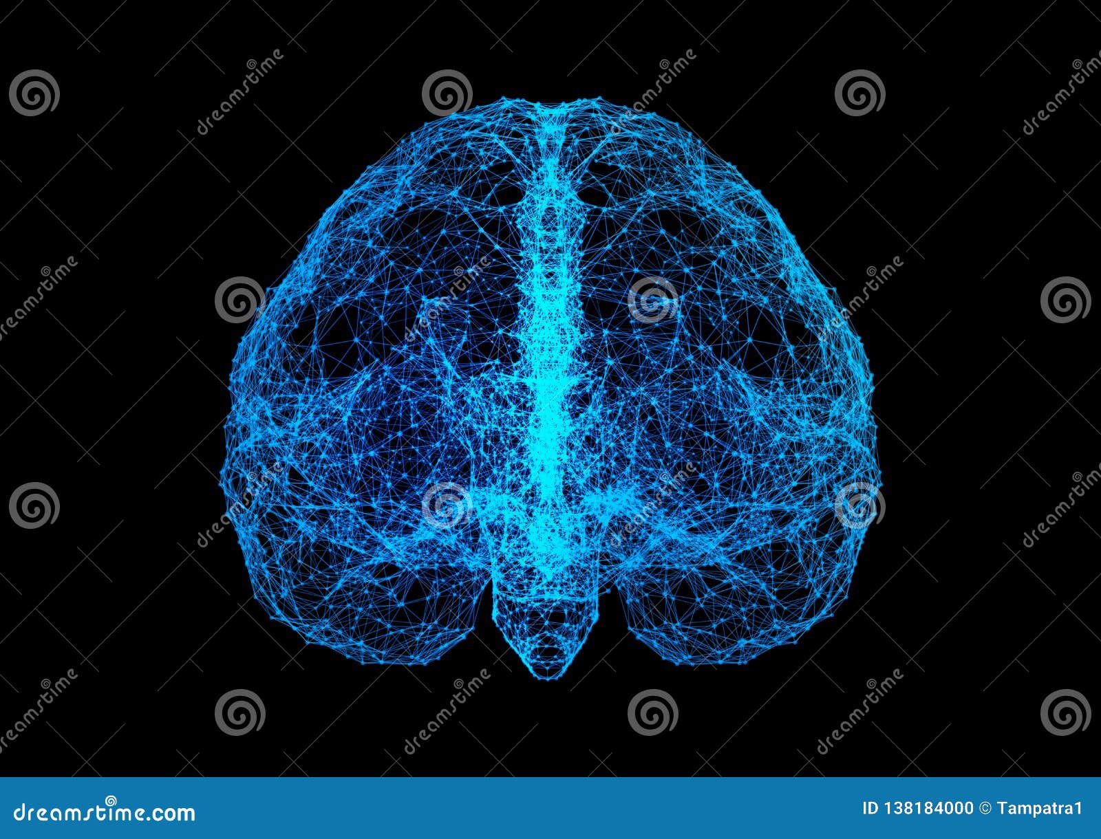 Digital Data and Network Connection of Human Brain Isolated on Black ...