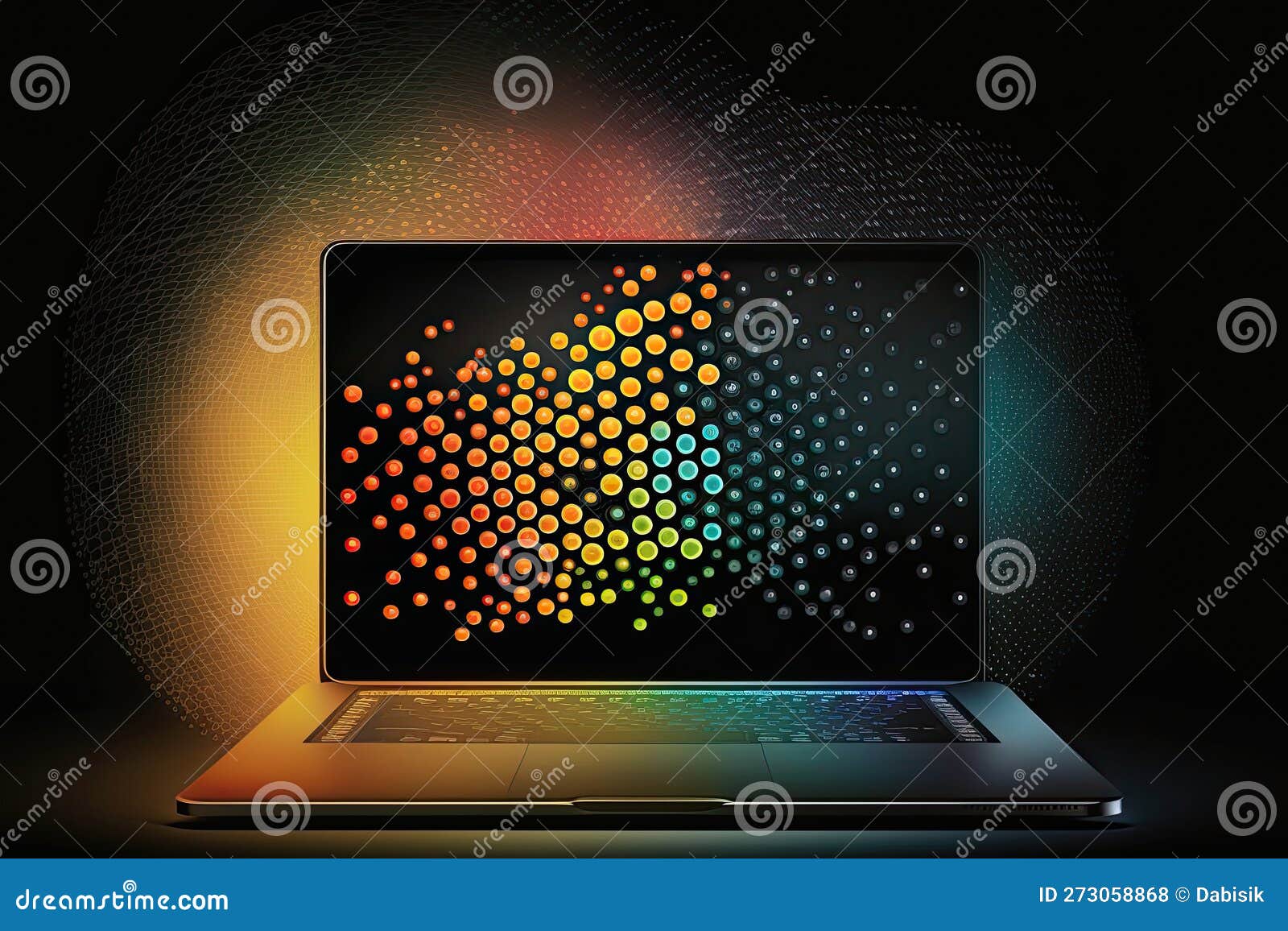 Digital Data and Network Connection on Laptop Screen. Big Data Analysis ...