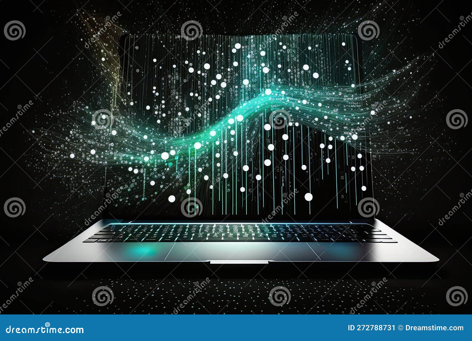 Digital Data and Network Connection on Laptop Screen. Big Data Analysis ...