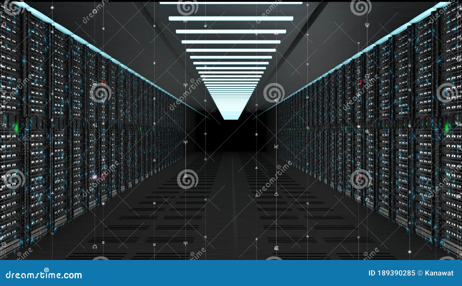 Digital Data Network Servers in a Server Room of a Data Center or ISP ...