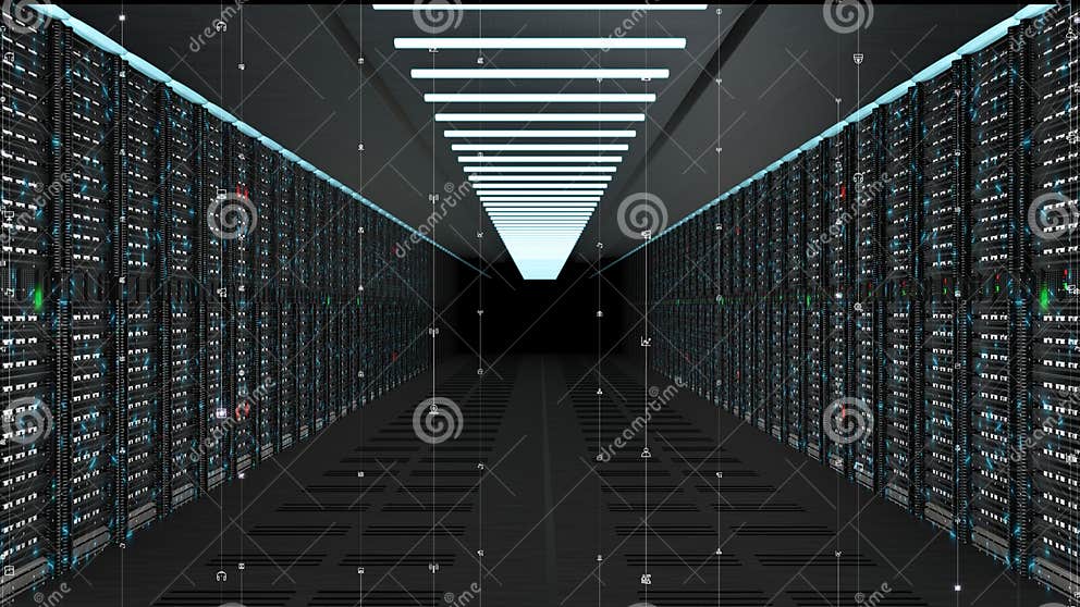 Digital Data Network Servers in a Server Room of a Data Center or ISP ...