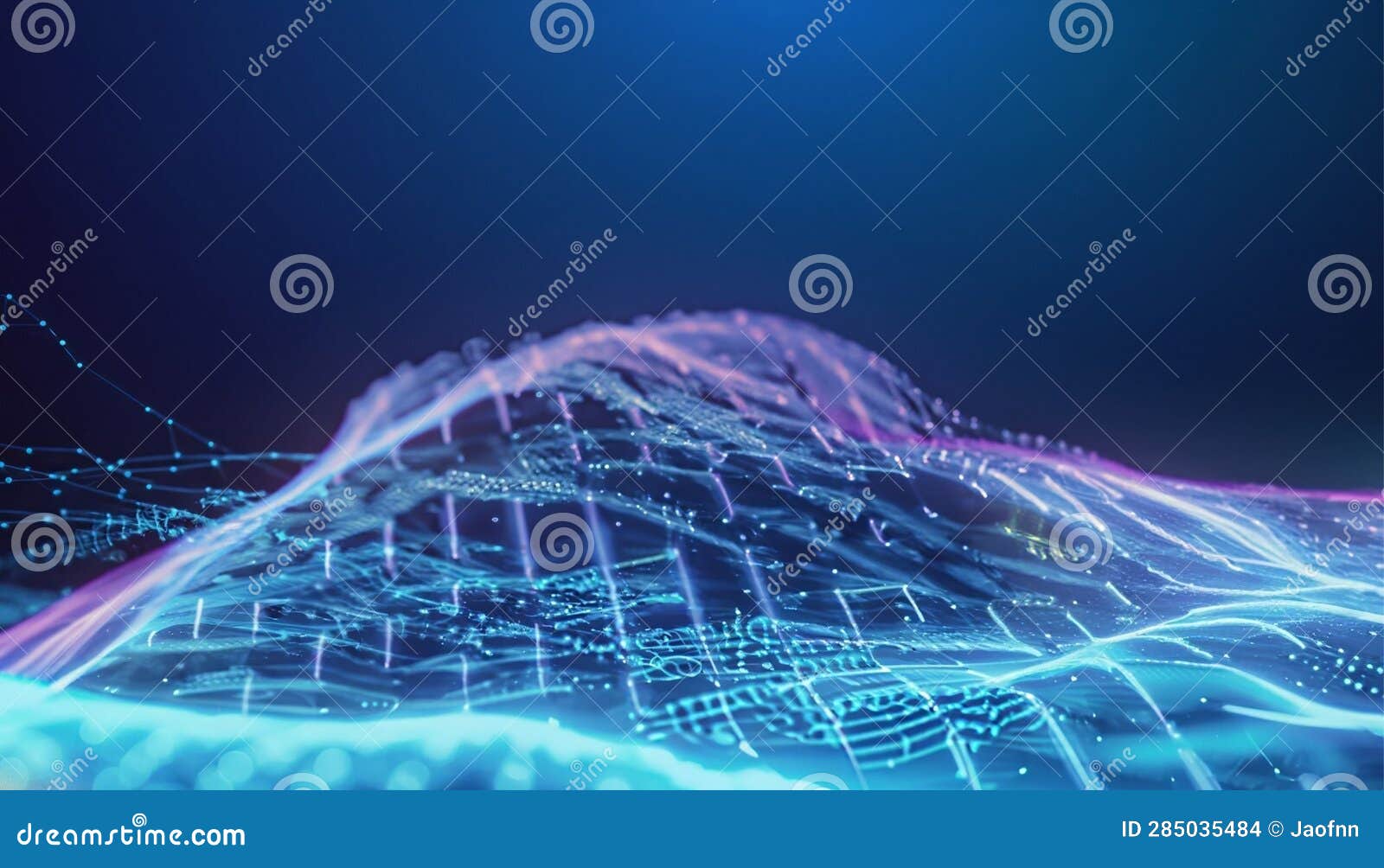 Digital Data of Particle Wave and Network Connection Stock Illustration ...