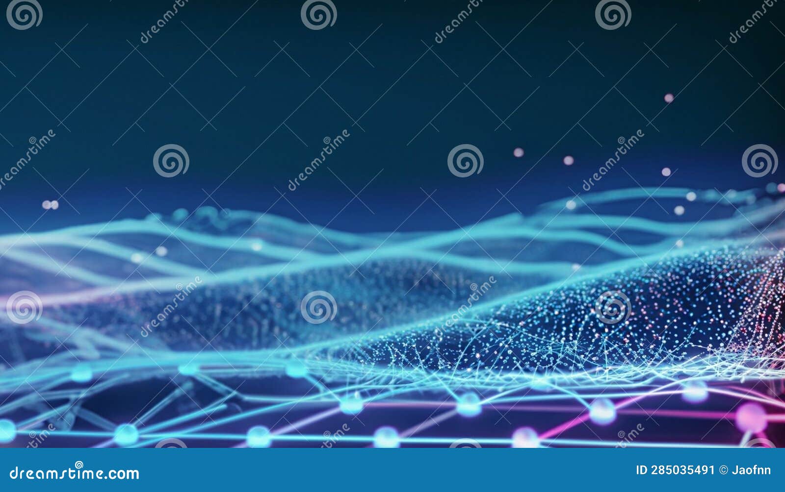 Digital Data of Particle Wave and Network Connection Stock Illustration ...