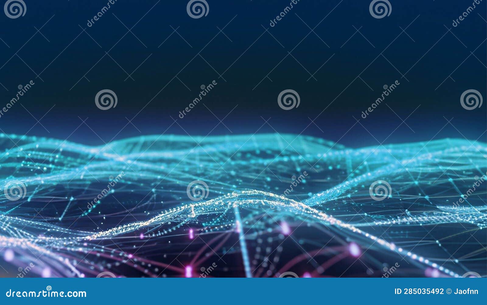 Digital Data of Particle Wave and Network Connection Stock Illustration ...
