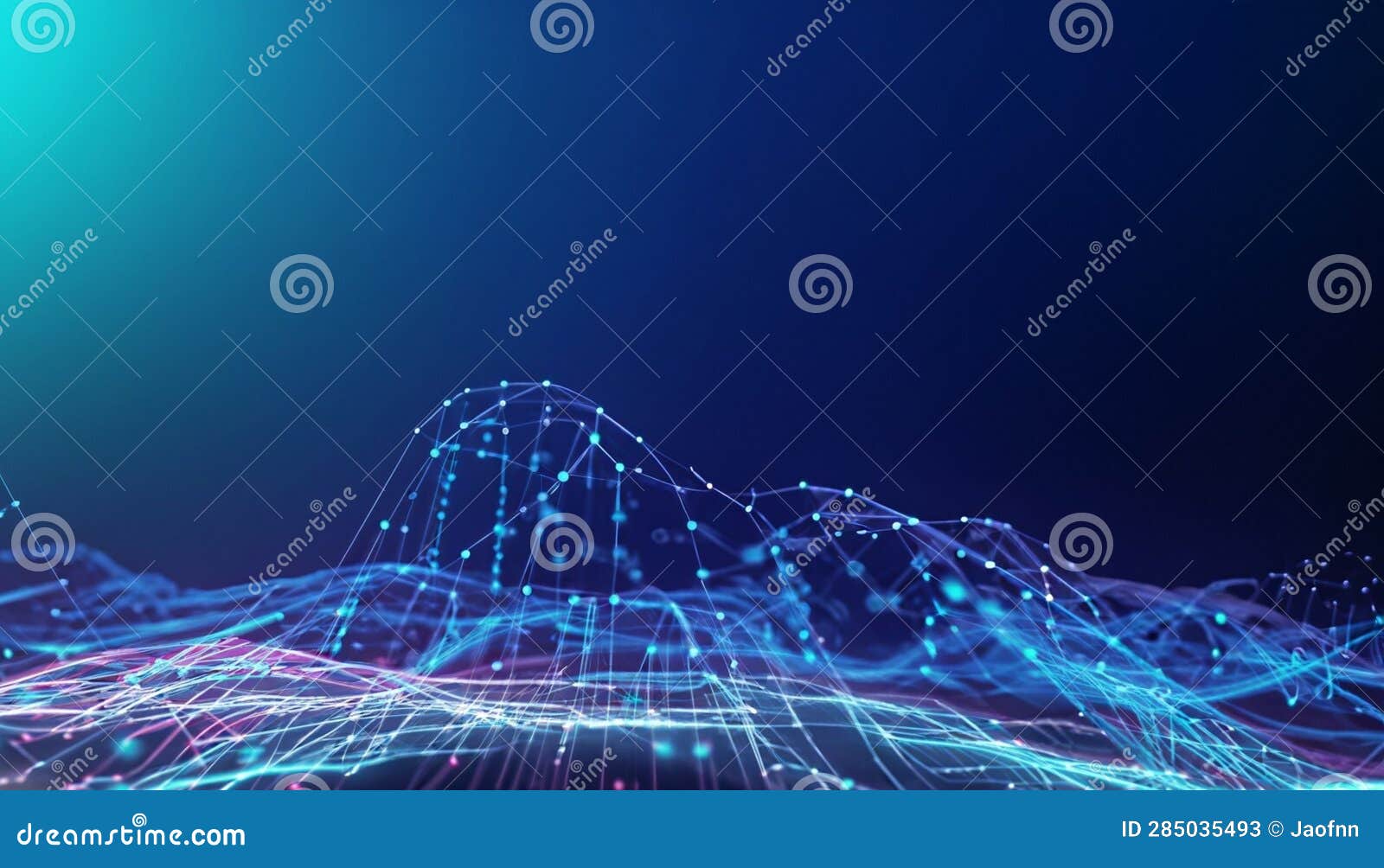 Digital Data of Particle Wave and Network Connection Stock Illustration ...
