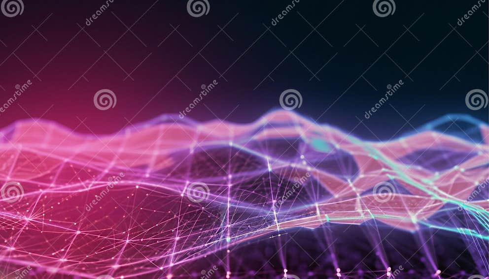 Digital Data of Particle Wave and Network Connection Stock Illustration ...