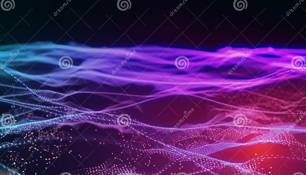 Digital Data of Particle Wave and Network Connection Stock Illustration ...