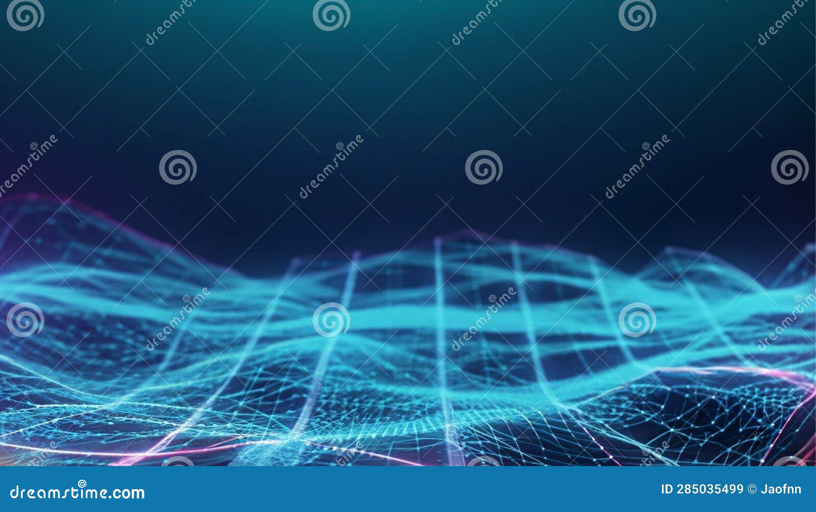 Digital Data of Particle Wave and Network Connection Stock Illustration ...