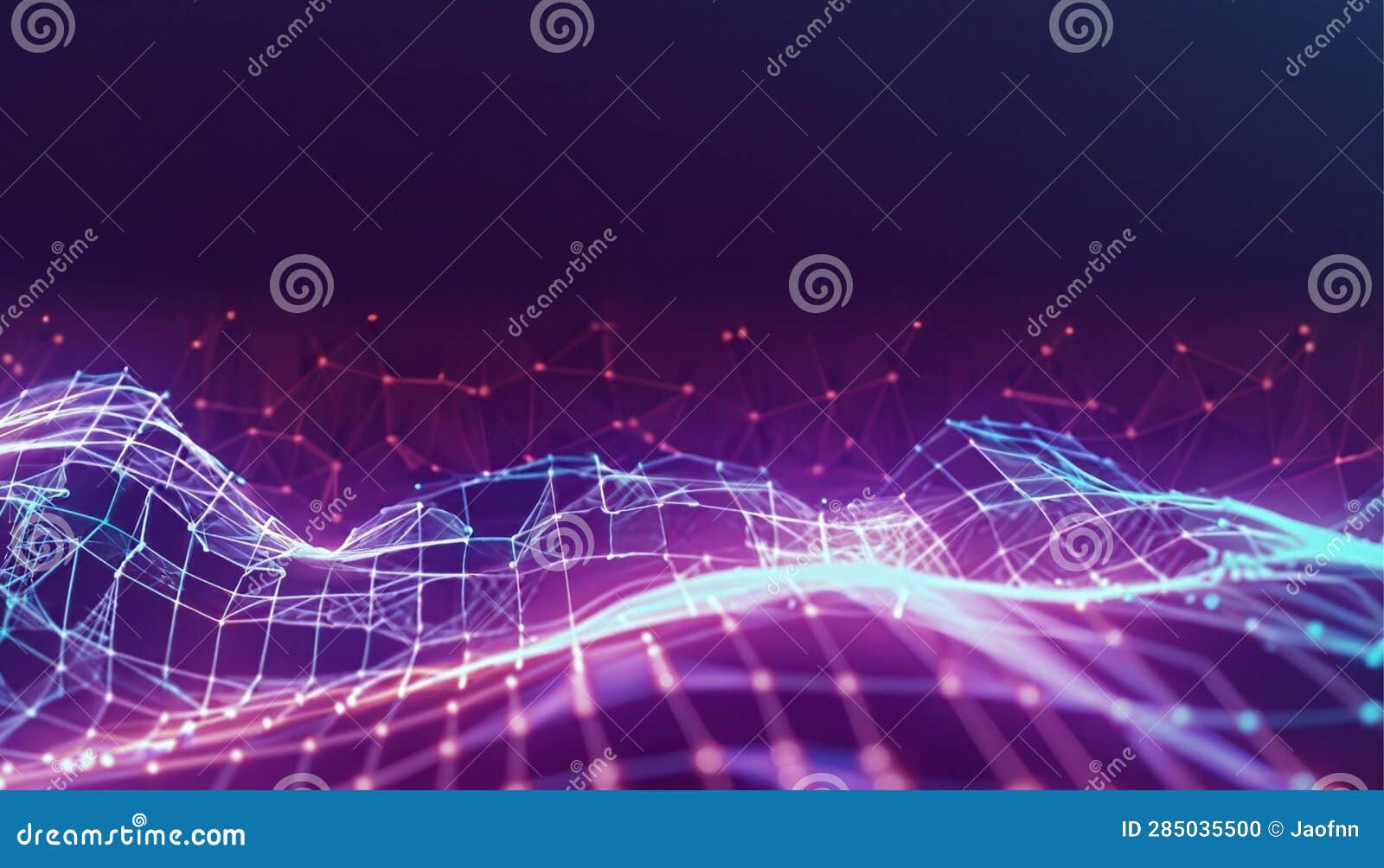 Digital Data of Particle Wave and Network Connection Stock Illustration ...