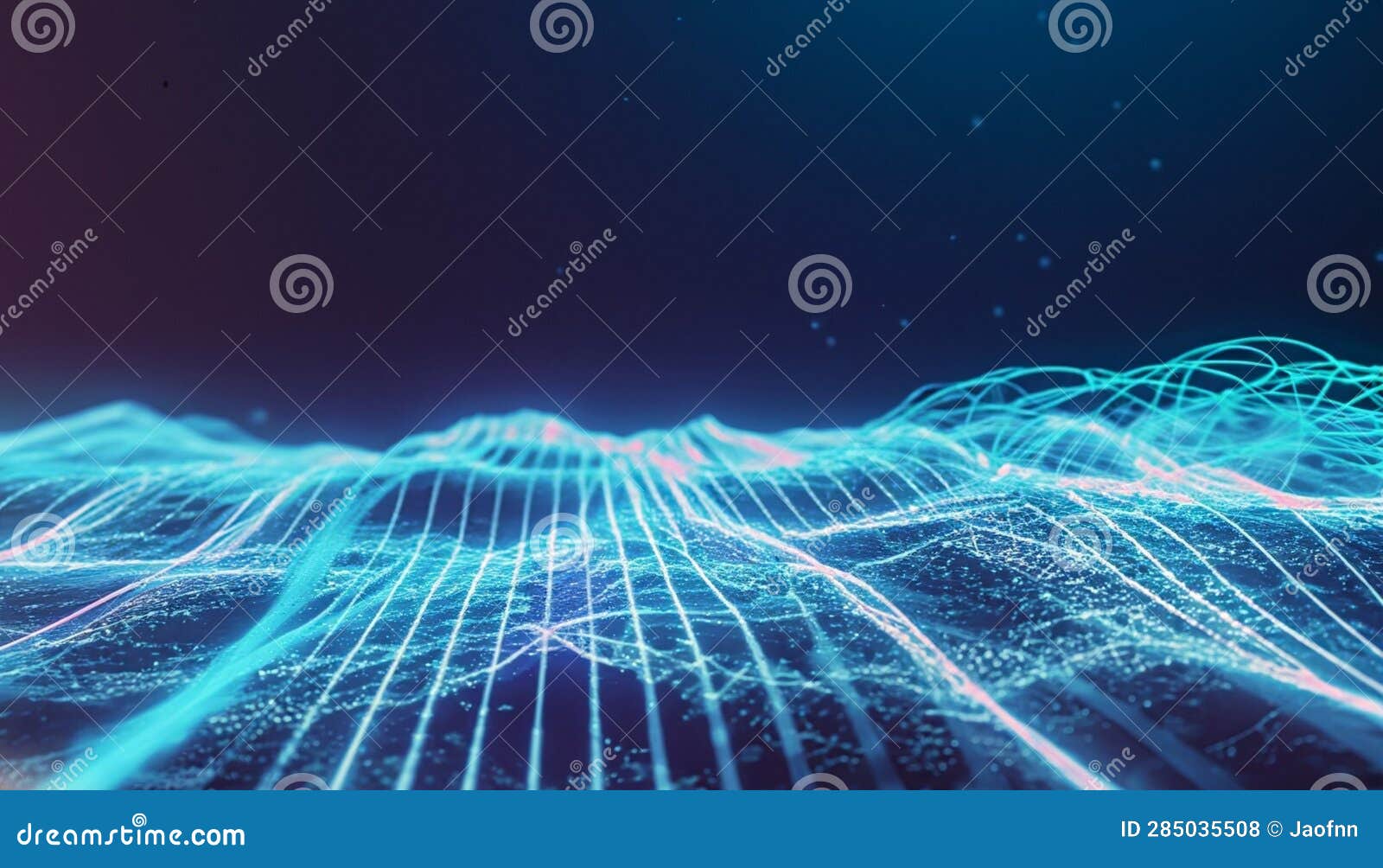 Digital Data of Particle Wave and Network Connection Stock Illustration ...