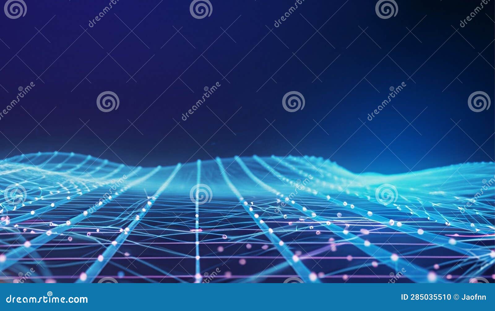 Digital Data of Particle Wave and Network Connection Stock Illustration ...