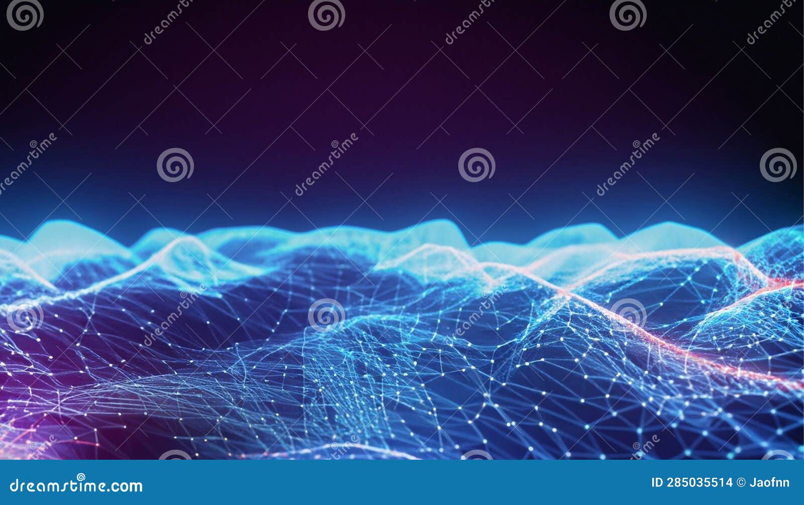 Digital Data of Particle Wave and Network Connection Stock Illustration ...