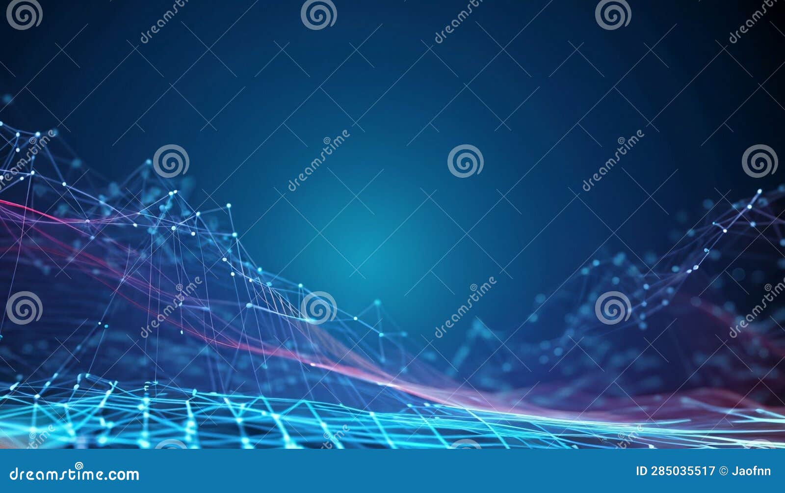 Digital Data of Particle Wave and Network Connection Stock Illustration ...