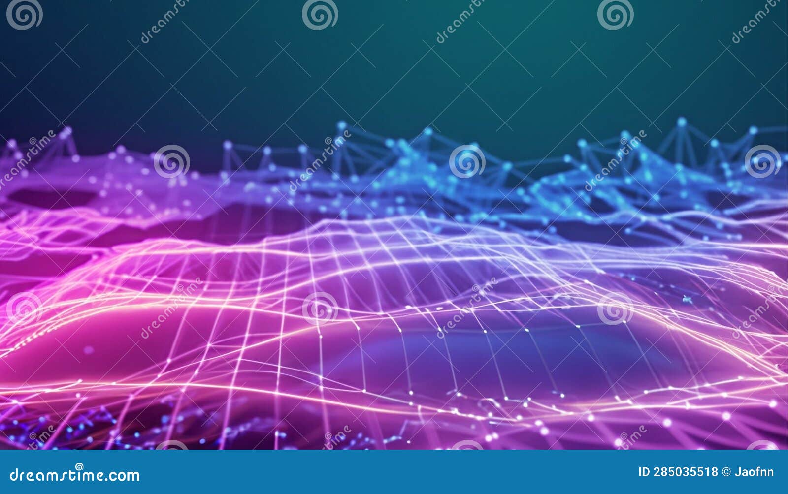 Digital Data of Particle Wave and Network Connection Stock Illustration ...