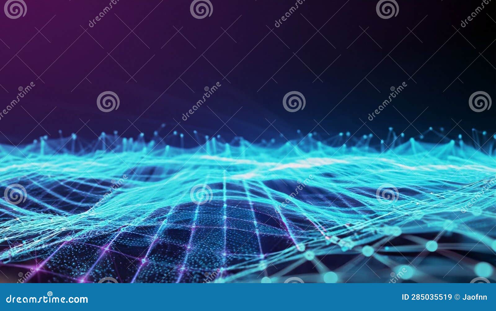 Digital Data of Particle Wave and Network Connection Stock Illustration ...