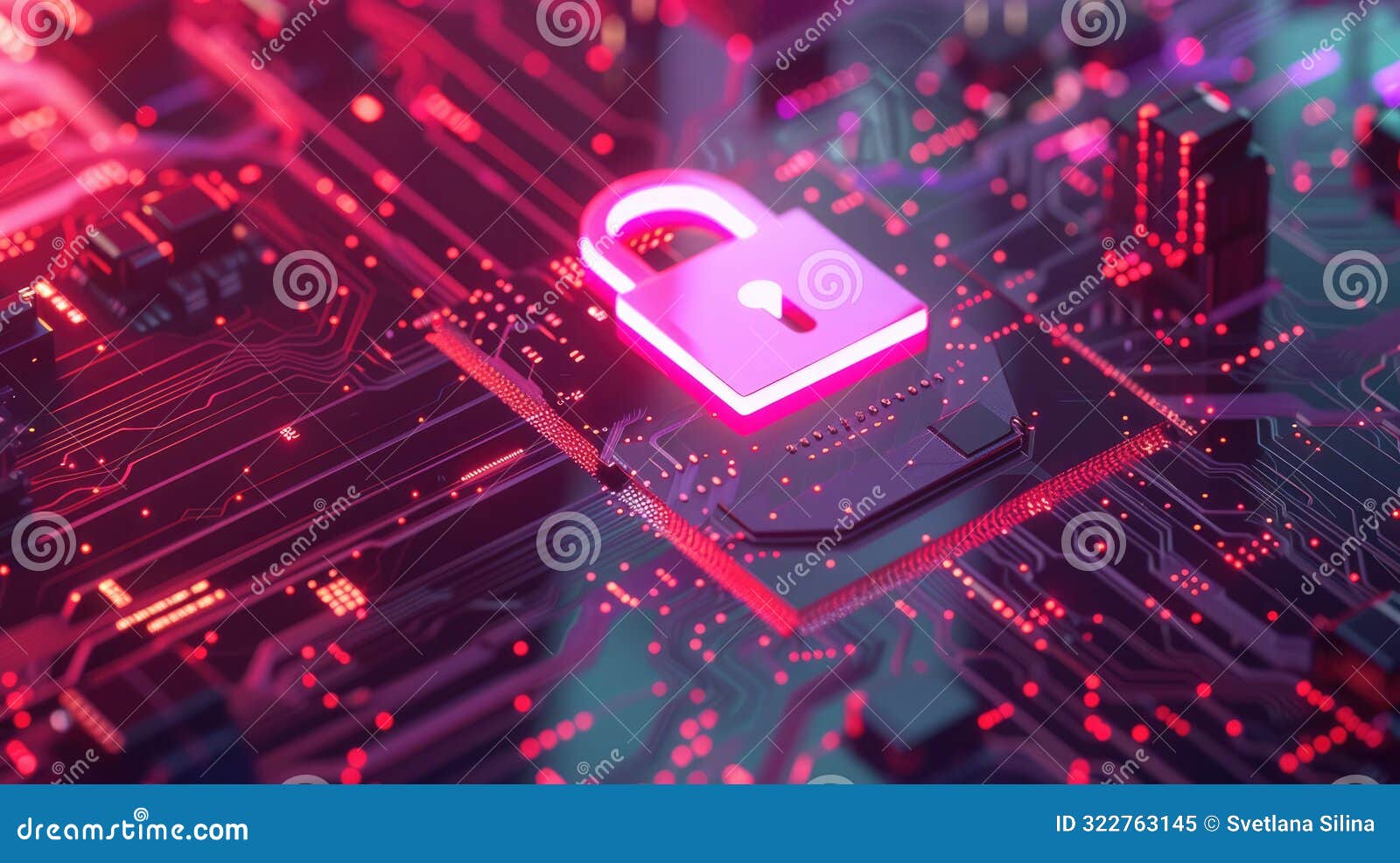 Digital Data Privacy Concept with a Padlock Symbol on a Circuit Board ...