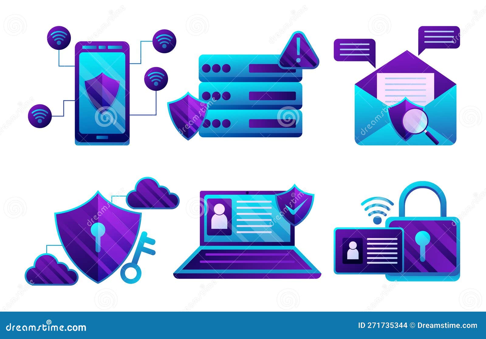 Digital Data Protection Design Element Vector. Cyber Security ...