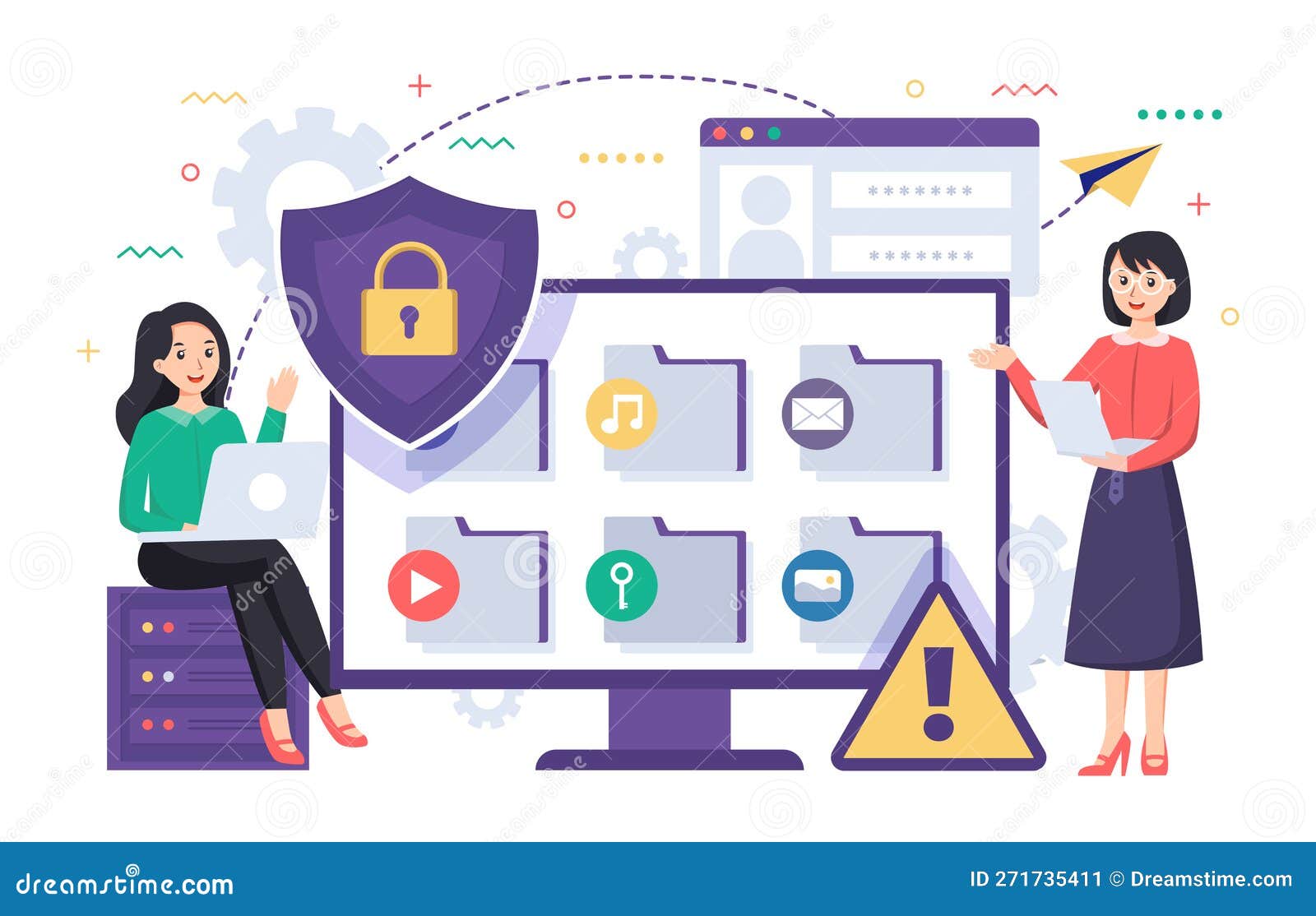 Digital Data Protection Design Vector. Cyber Security Illustration Background Stock Vector ...