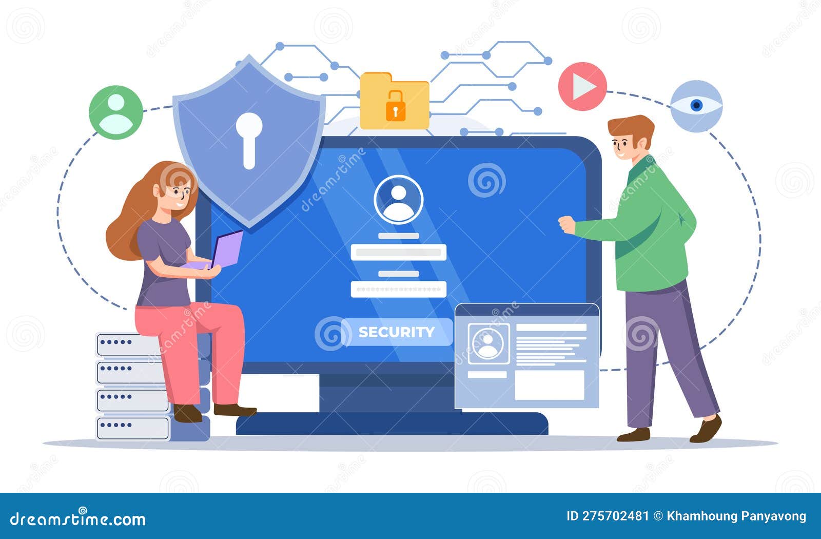 Digital Data Protection Design Vector. Cyber Security Illustration Background Stock Vector ...