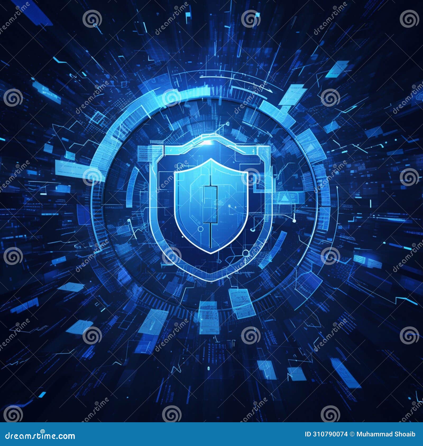 Digital Data Protection Illustrated with HUD and Shield Icon Stock ...