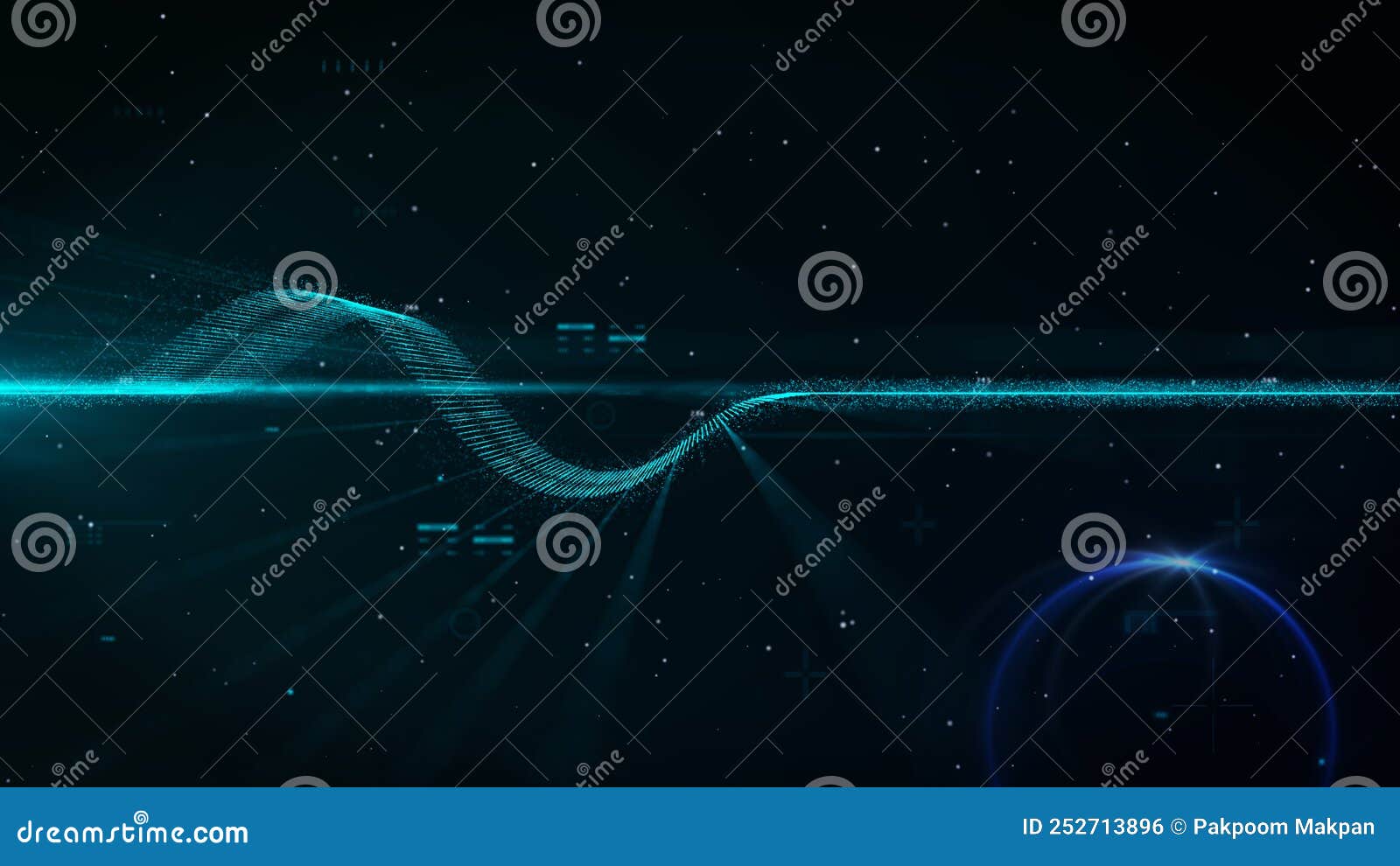 Abstract Digital Data Pulse Communication Transfer Simulation. HUD ...
