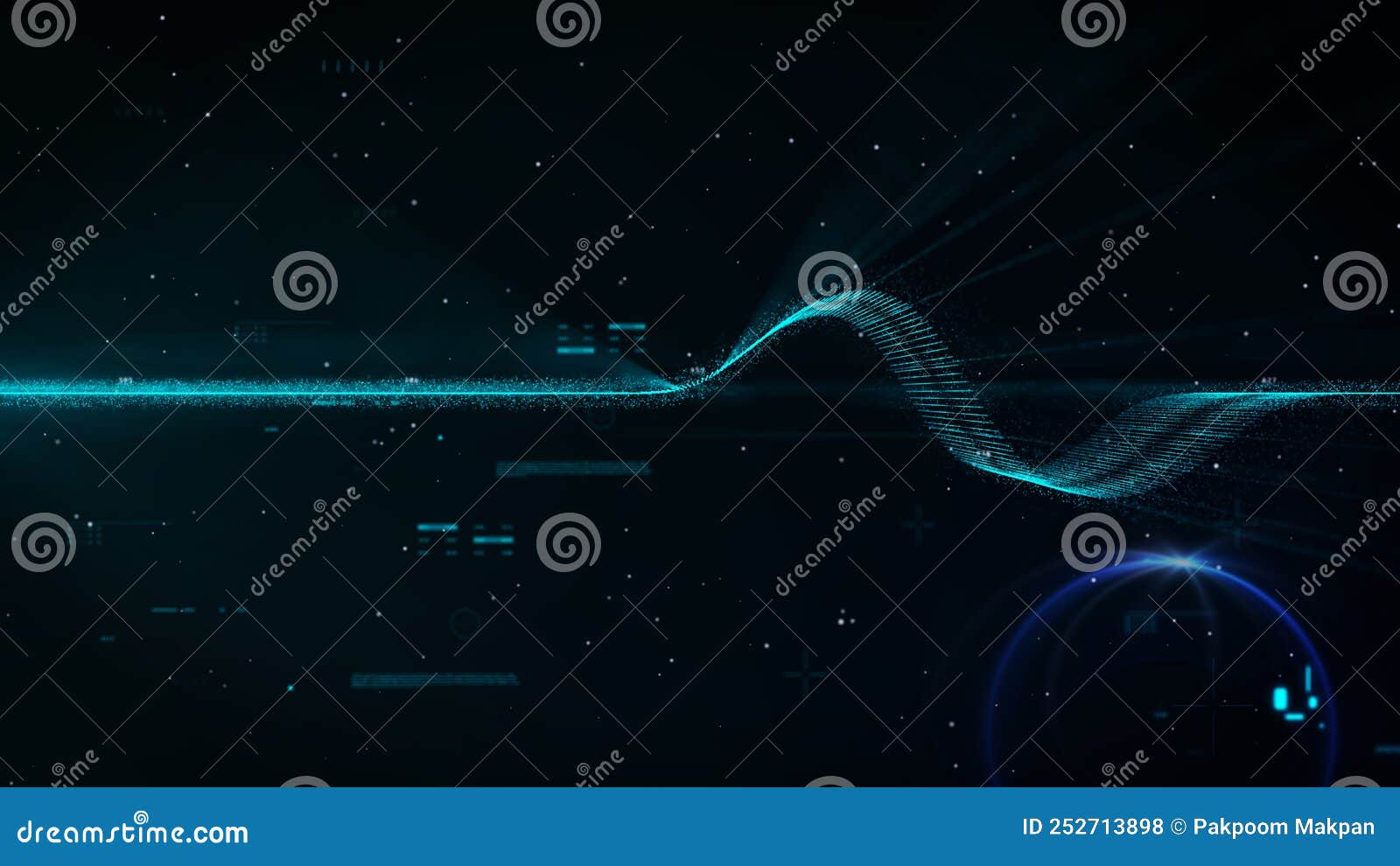 Abstract Digital Data Pulse Communication Transfer Simulation. HUD Cyberspace Information ...