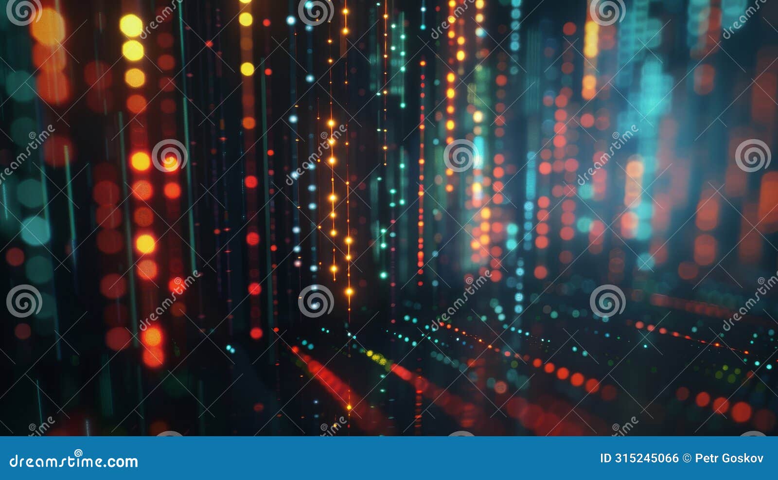 Digital Data Rain in Blue Orange Color Stock Photo - Image of lights ...