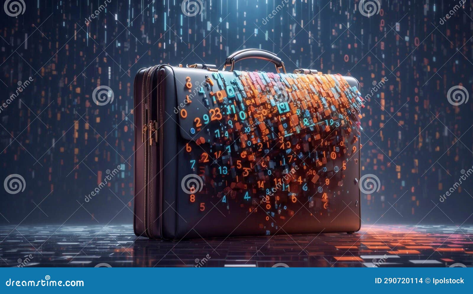 Digital Data Rain Concept with Briefcase Stock Illustration ...