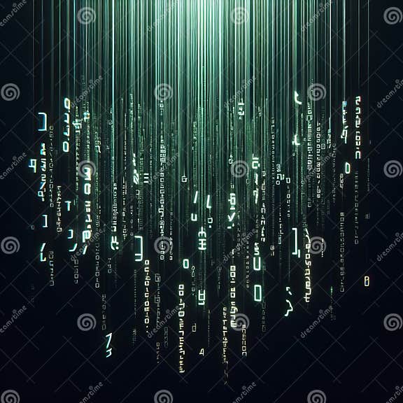 Digital Data Rain in Dark Ambience Stock Photo - Image of information ...