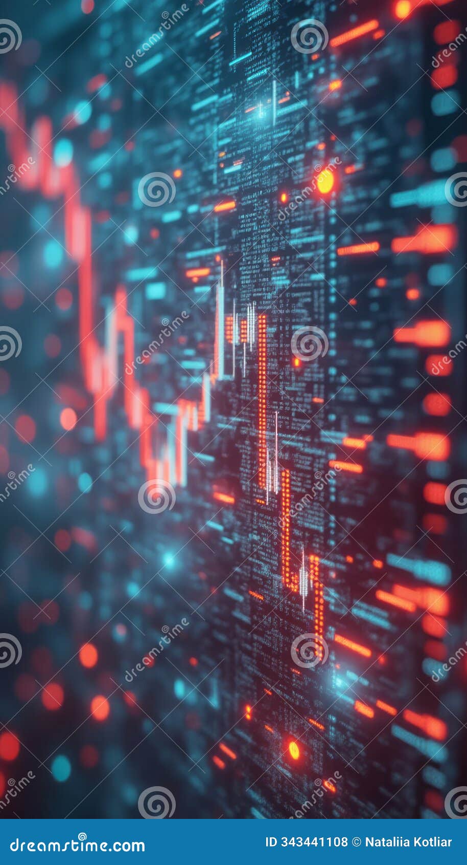 Digital Data Screen with Red Graph Stock Photo - Image of technology ...