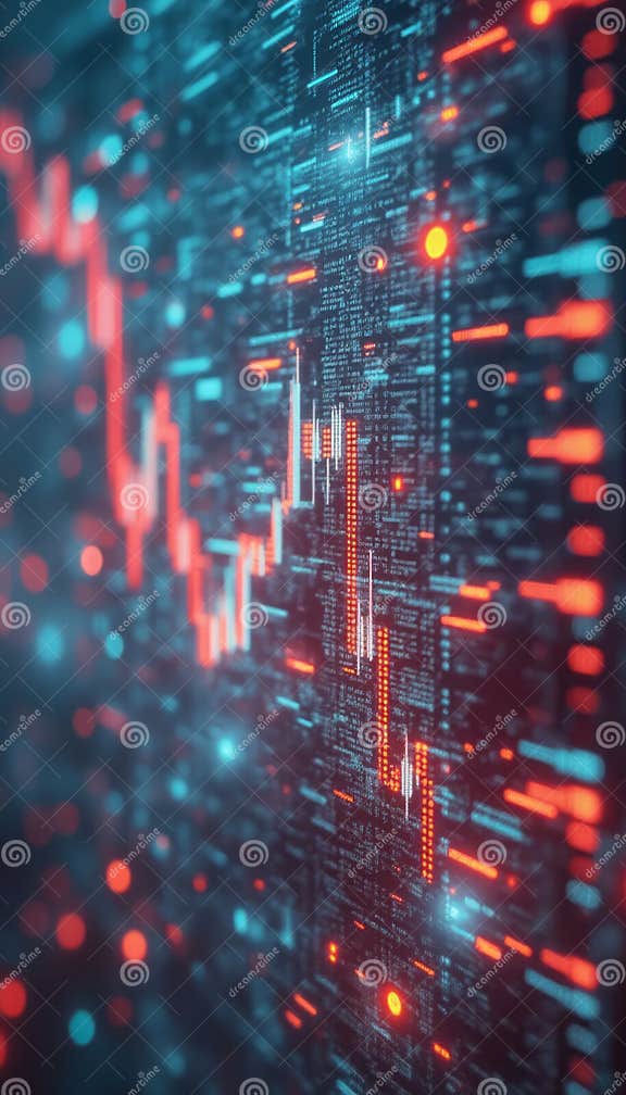 Digital Data Screen with Red Graph Stock Photo - Image of technology ...