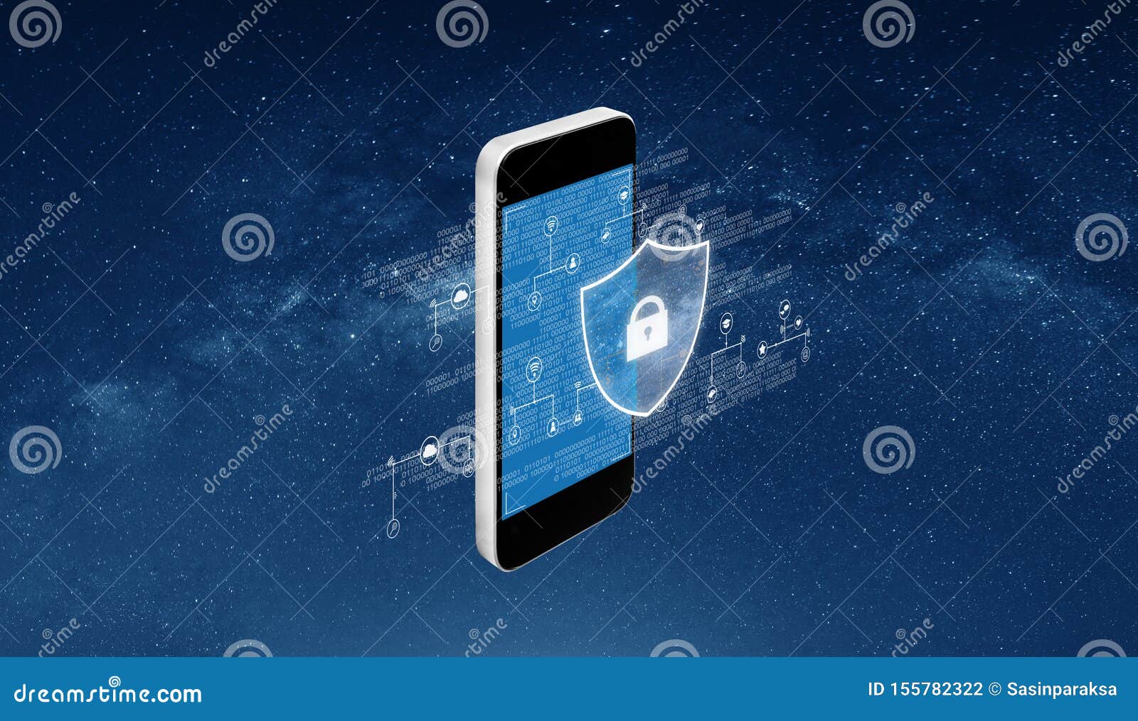 Digital Data Security and Mobile Phone Security Technology Stock Photo ...