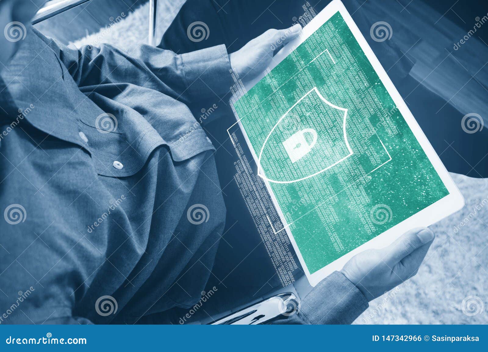 Digital Data Security System, and Internet Safety. a Man Using Digital ...