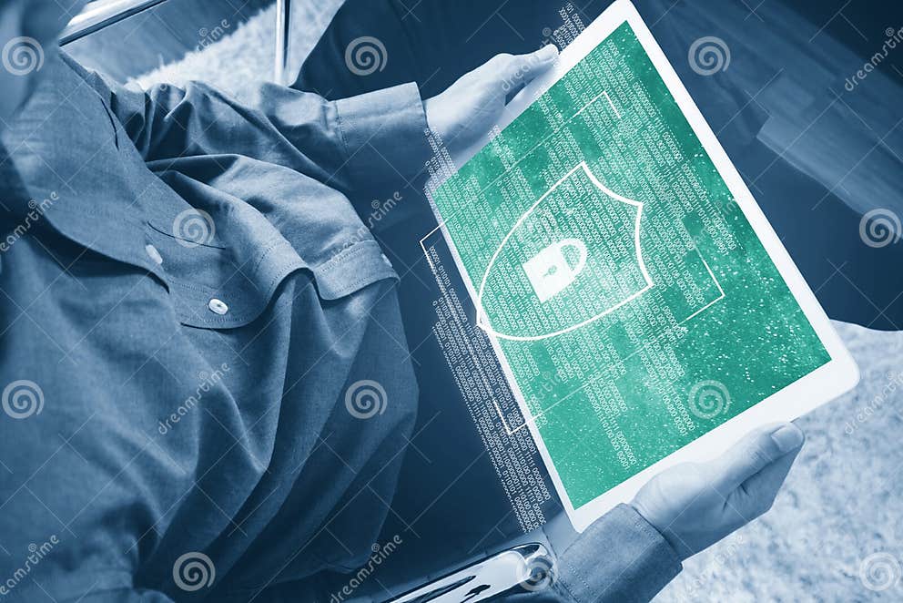 Digital Data Security System, and Internet Safety. a Man Using Digital ...