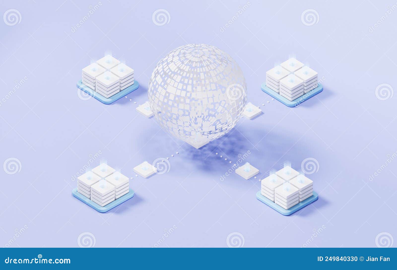 Digital Data Sphere with Server Device, 3d Rendering Stock Illustration ...