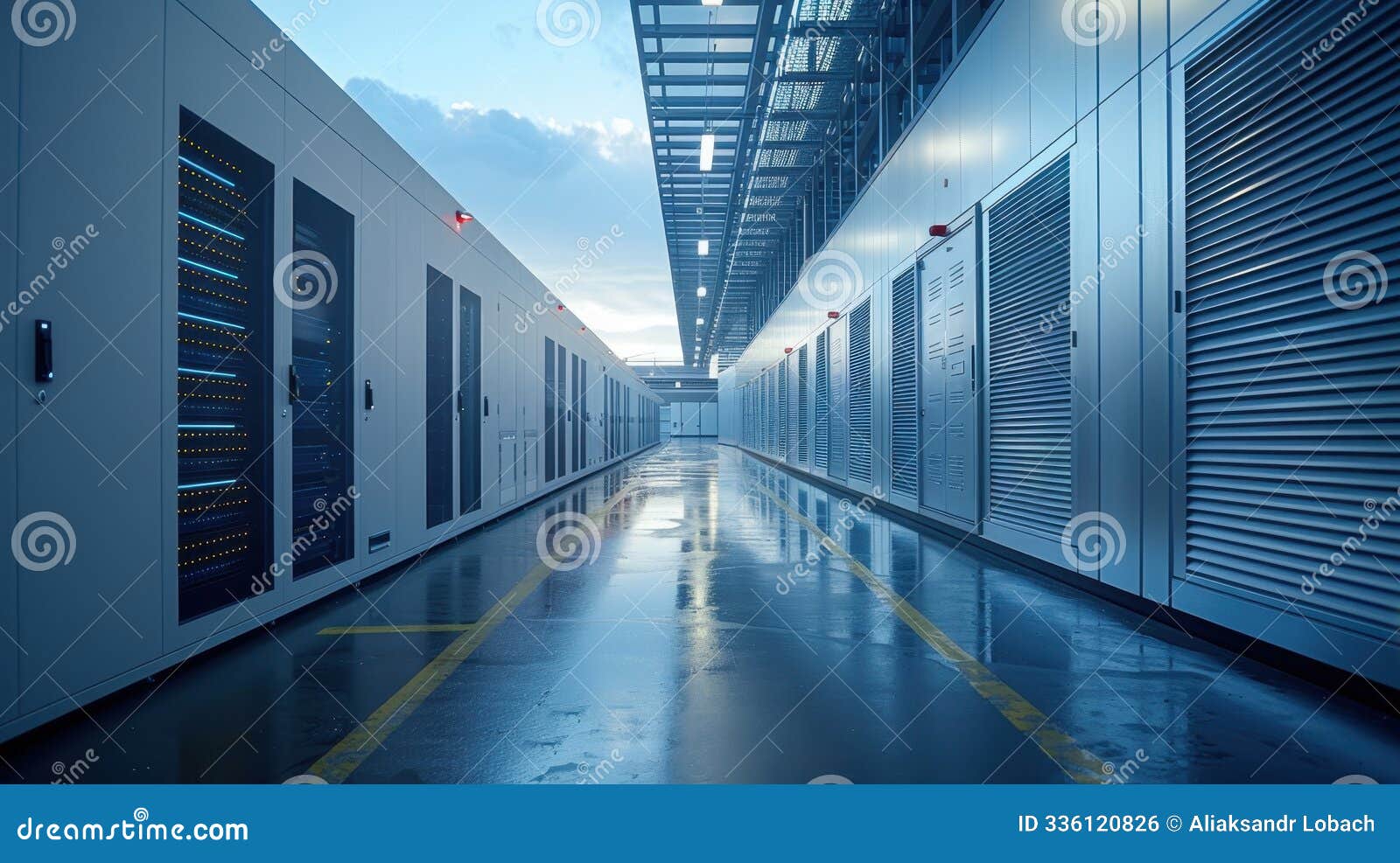 Digital Data Storage. a Room with Servers for Storing and Processing ...