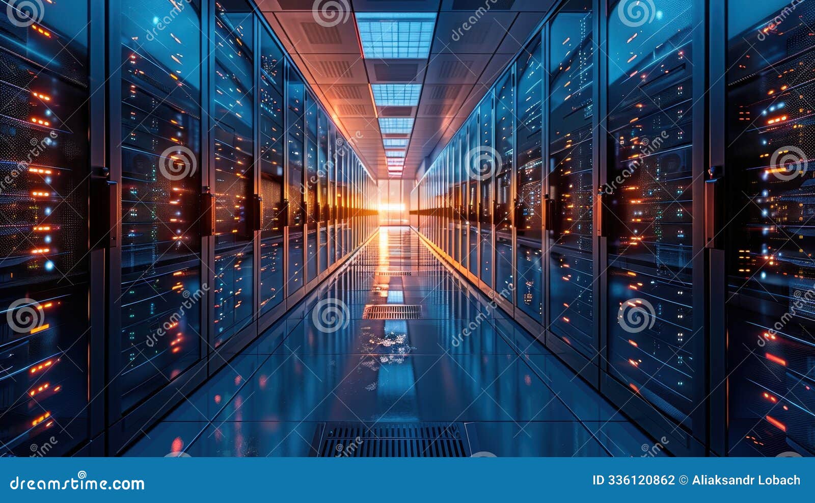 Digital Data Storage. a Room with Servers for Storing and Processing ...